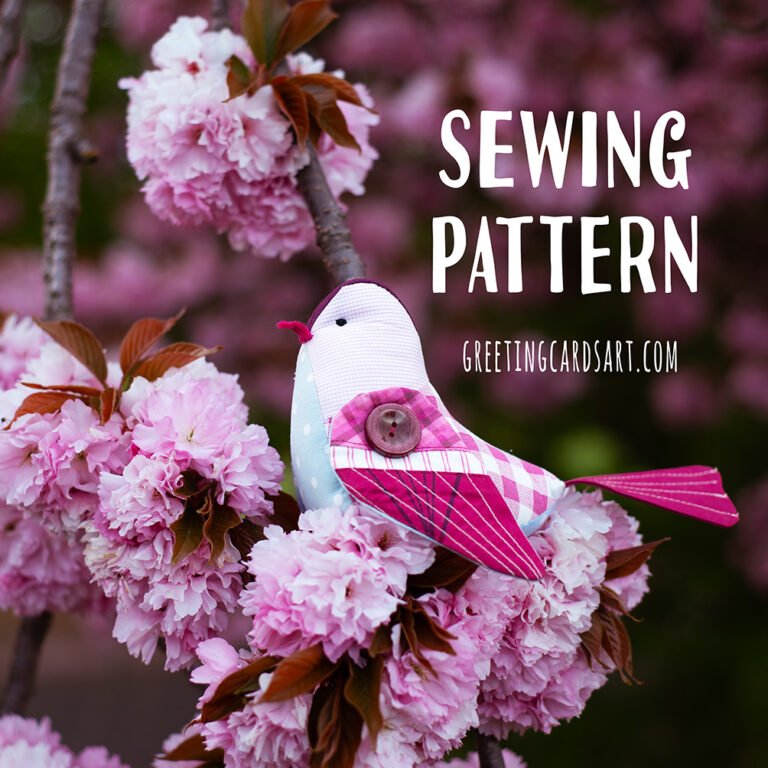 Cute bird FREE sewing pattern - Art of greeting cards